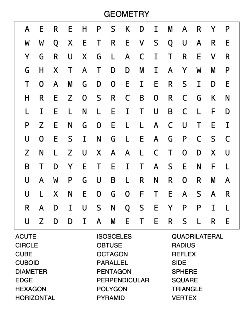 Maths Vocabulary Wordsearches – Andrew Jeffrey