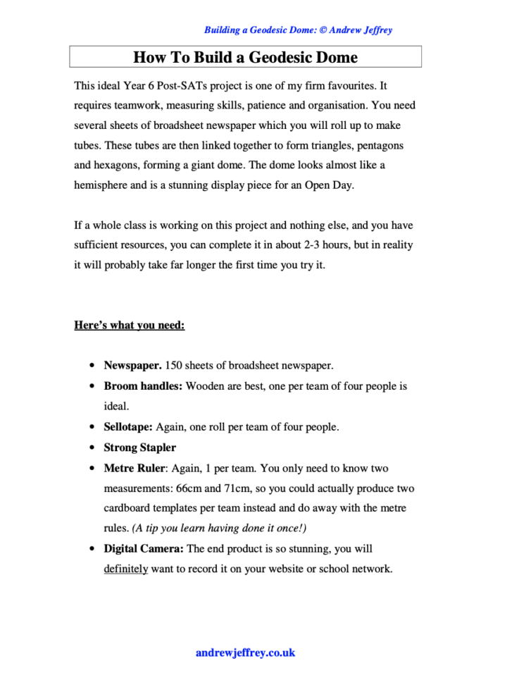 How to Build a Geodesic Dome PDF – Andrew Jeffrey